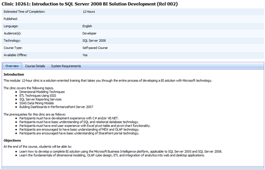 Clinic 10261: Introduction to SQL Server 2008 BI Solution Development ~ SURPOINT
